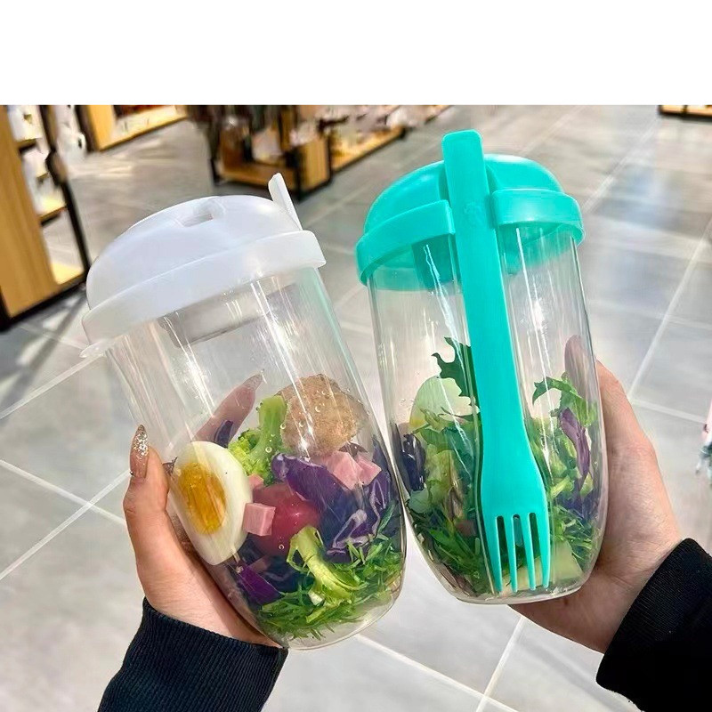 Jual Kiara Botol Cup Salad Cup Makan Buah Sayur + Garpu Tutup Portable+ ...