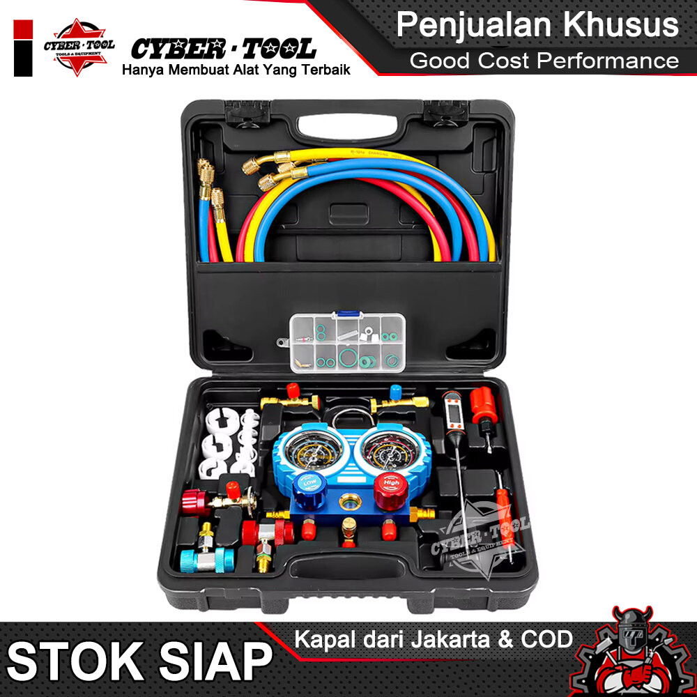 Jual Manifold Gauge untuk Inverter R410A R22 R134A R12 R502 Set, Set Manifold Gauge AC untuk ...