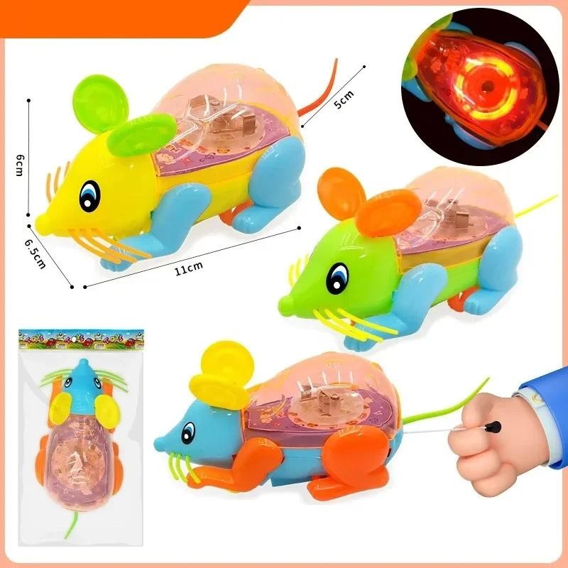Jual Creative Running Mouse Cat Toy Glowing Pull Line Inertia Moving ...