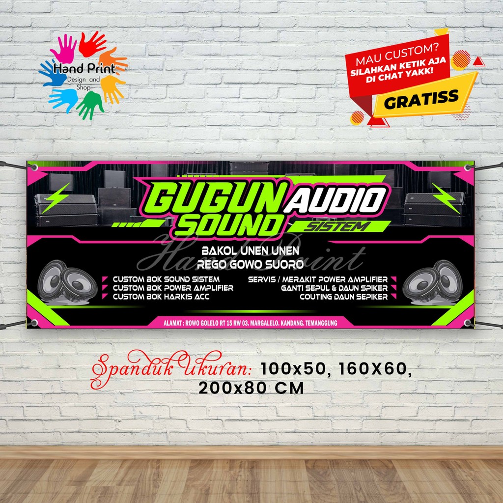 Jual Cetak Spanduk Banner Audio Sound Hijau Hitam MMT Spanduk Custom ...