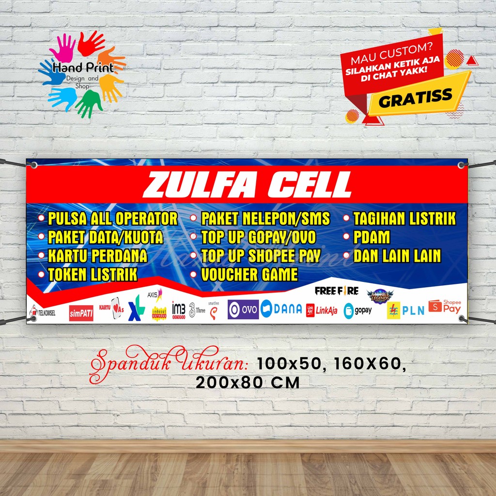 Jual Cetak Spanduk Banner Konter Jual Pulsa Dan Token MMT Spanduk Custom 200x80 | Shopee Indonesia