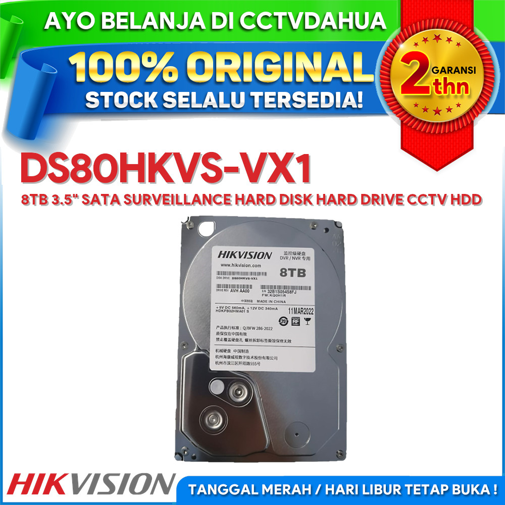 Jual HIKVISION DS80HKVS-VX1 8TB 3.5" SATA SURVEILLANCE HARD DISK HARD ...