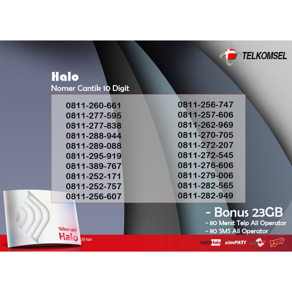 Jual NOMER CANTIK 10 DIGIT TELKOMSEL / KUOTA 23GB ALL NETT / PERDANA CANTIK 10 DIGIT | Shopee ...