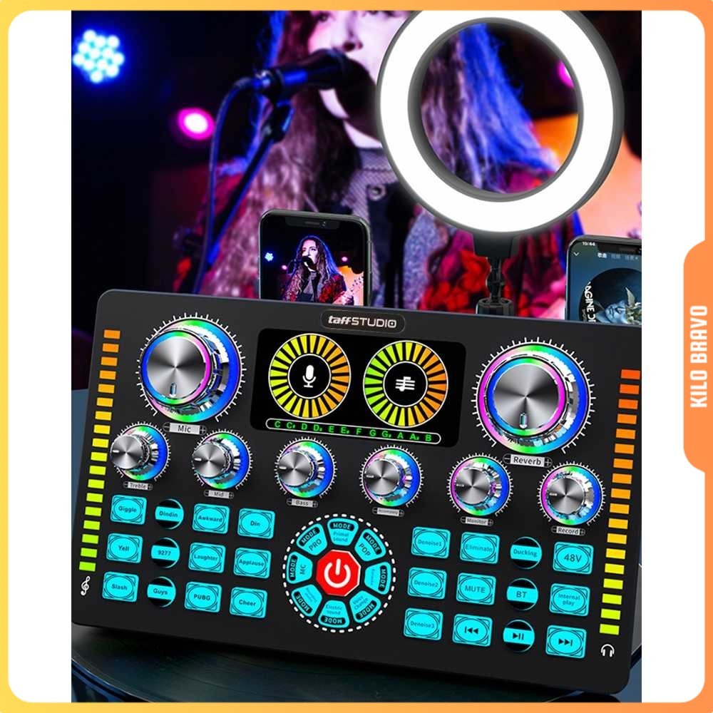 Jual TaffSTUDIO Mixer Audio External Sound Card Live Phantom Power 48V ...