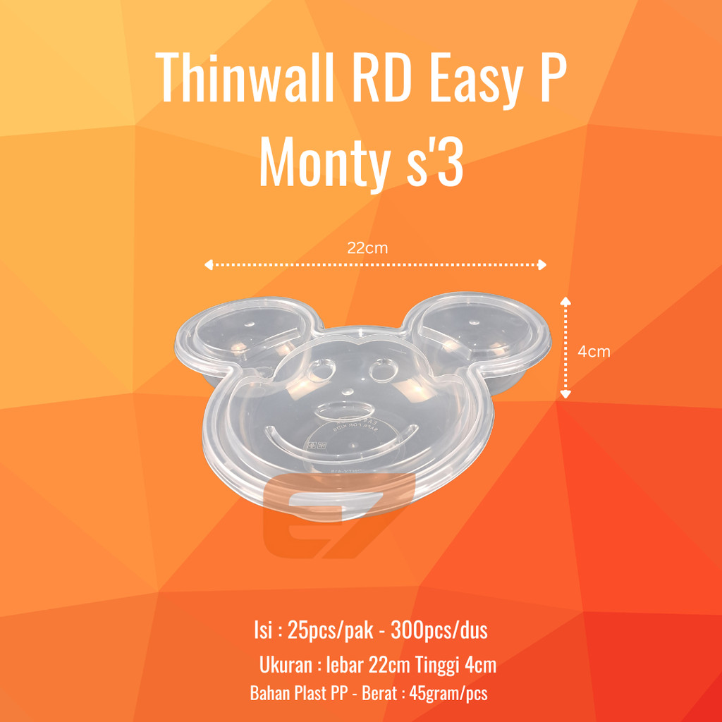 Jual Thinwall RD Easy P Monty s'3 , Kotak Makan sekat 3 , Box Container ...