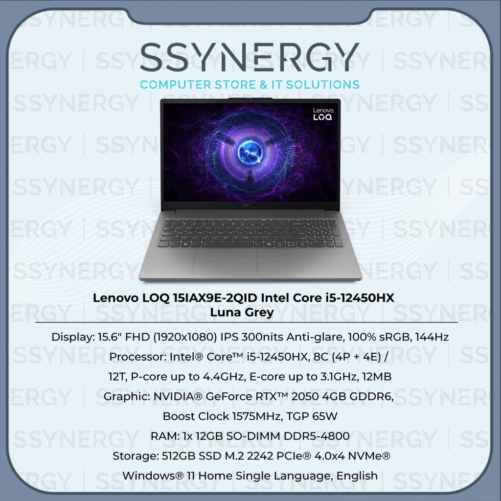 Jual LENOVO LOQ 15IAX9E 2QID i5-1245HX 12GB 512GB RTX 2050 WIN11+OHS ...