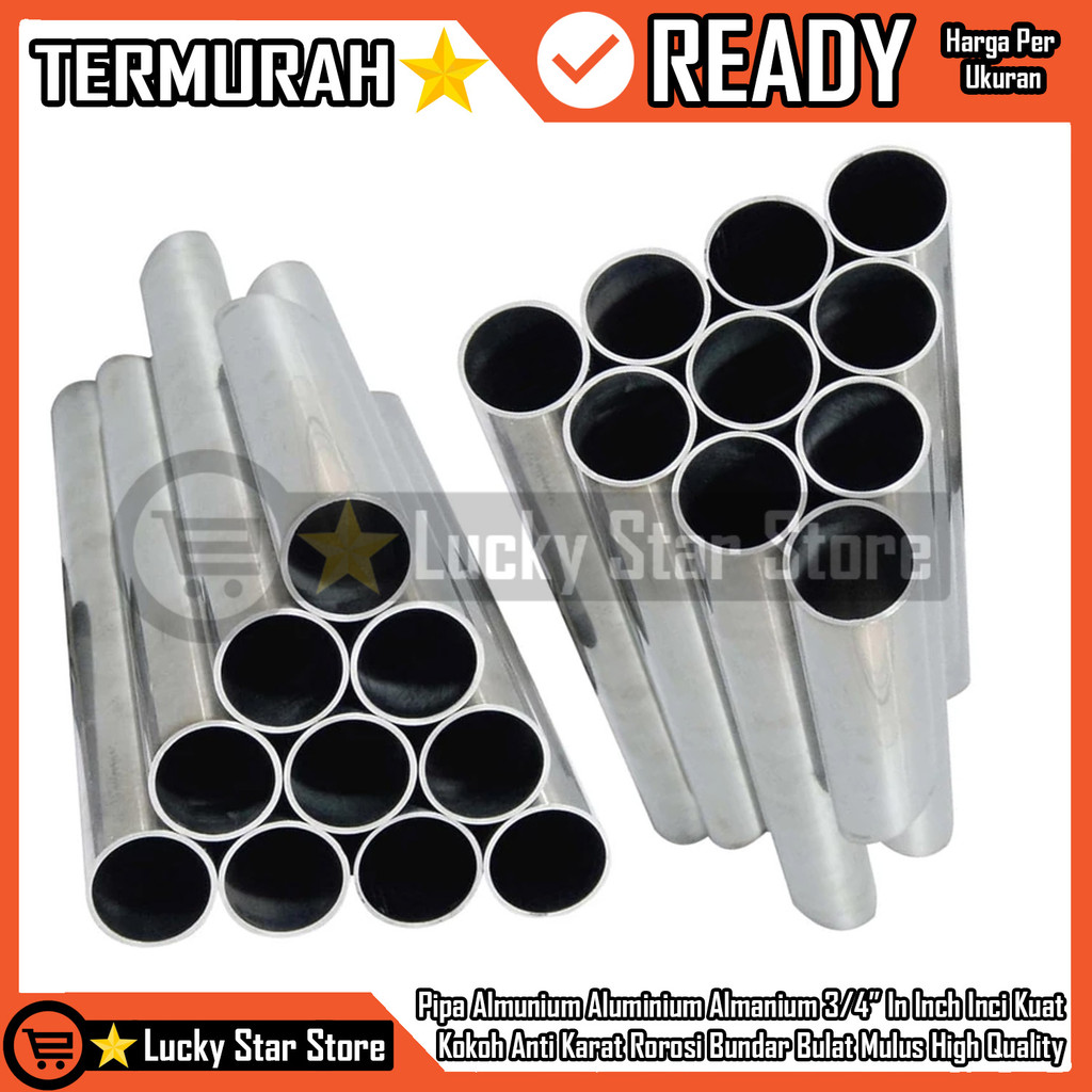 Jual Pipa 50 100 150 200 Cm Aluminium 3/4" In Inch Inci Bulat Bundar ...