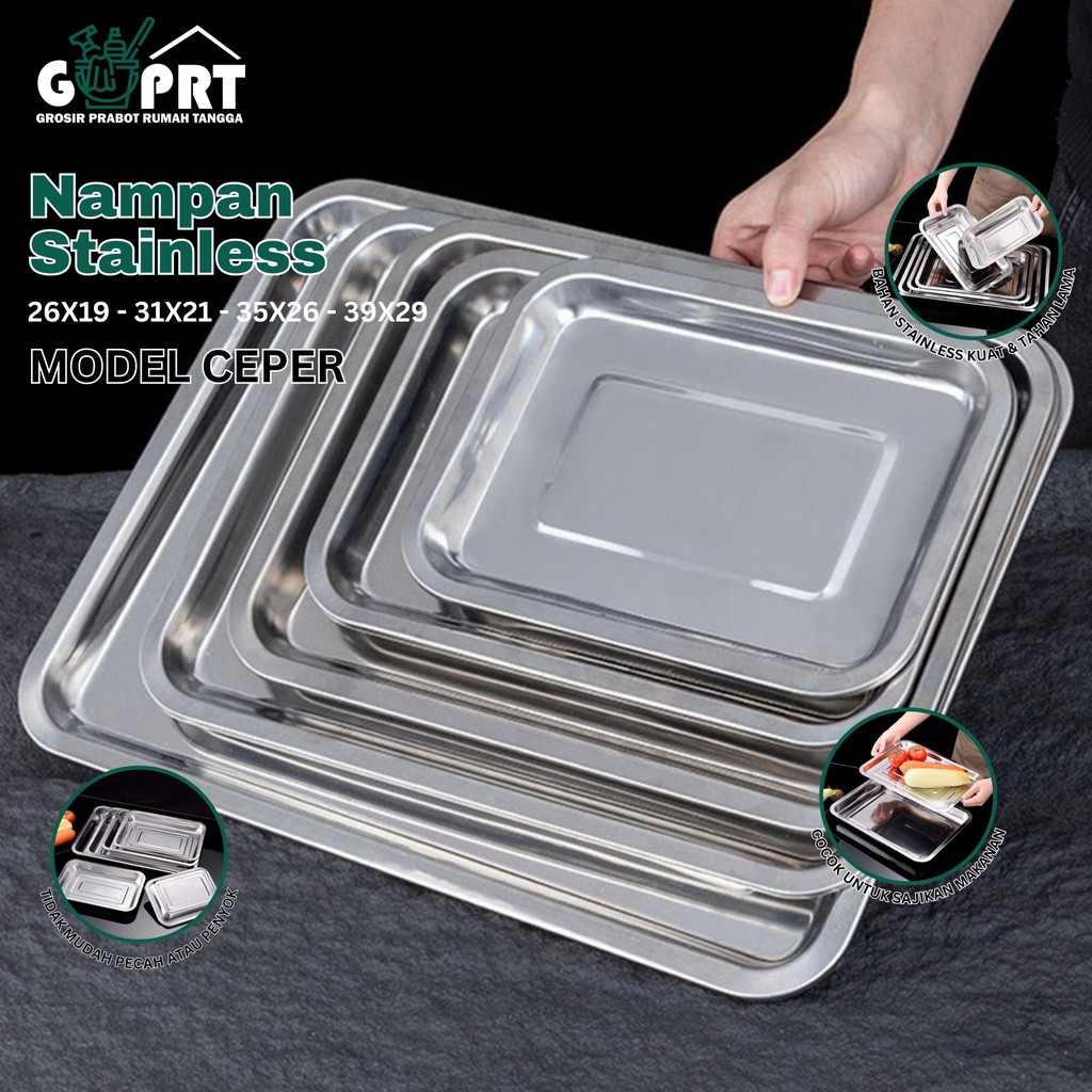 Jual 1 SET Nampan Stainless Persegi Bake Tray Baki Loyang Wadah Makanan ...