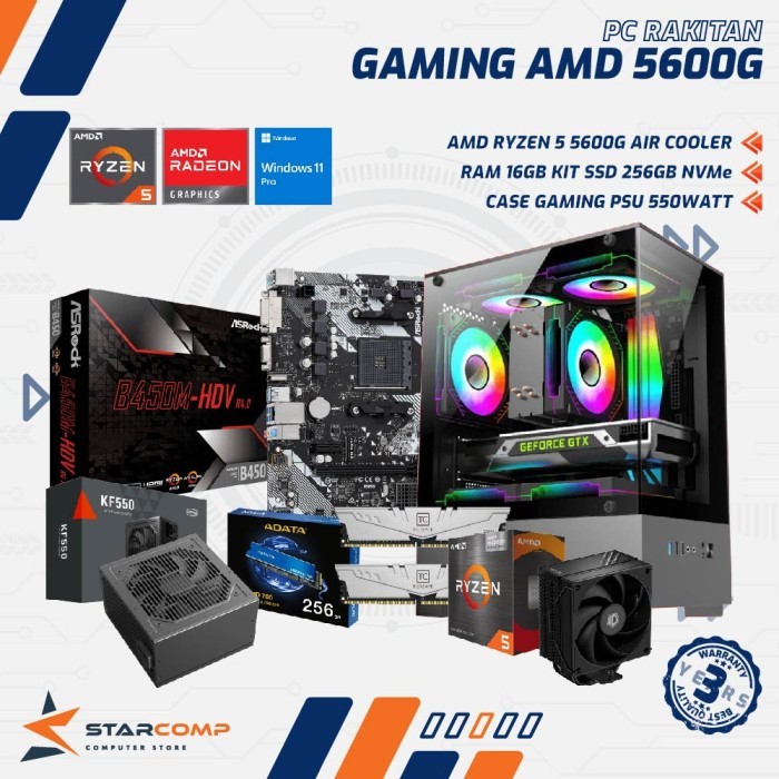 Jual PC RAKITAN AMD RYZEN 5 5600G B450M 16GB 256GB NVME | Shopee Indonesia