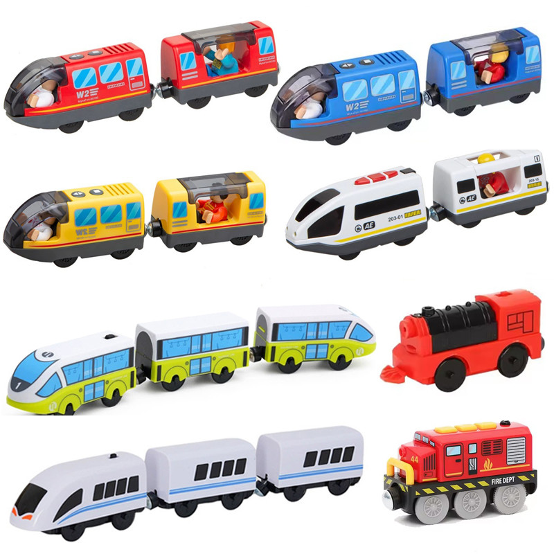 Jual Wooden Train Toys Magnetic Electric Train Set Locomotive Diecast ...