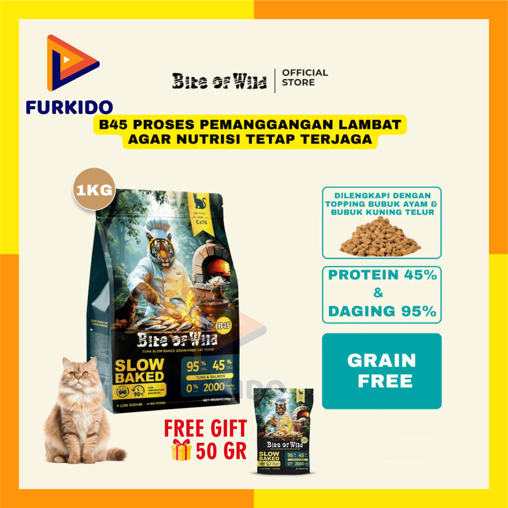 Jual Bite of Wild B45 All Life Stages Cat Grain Free Slow Baked 1 Kg ...