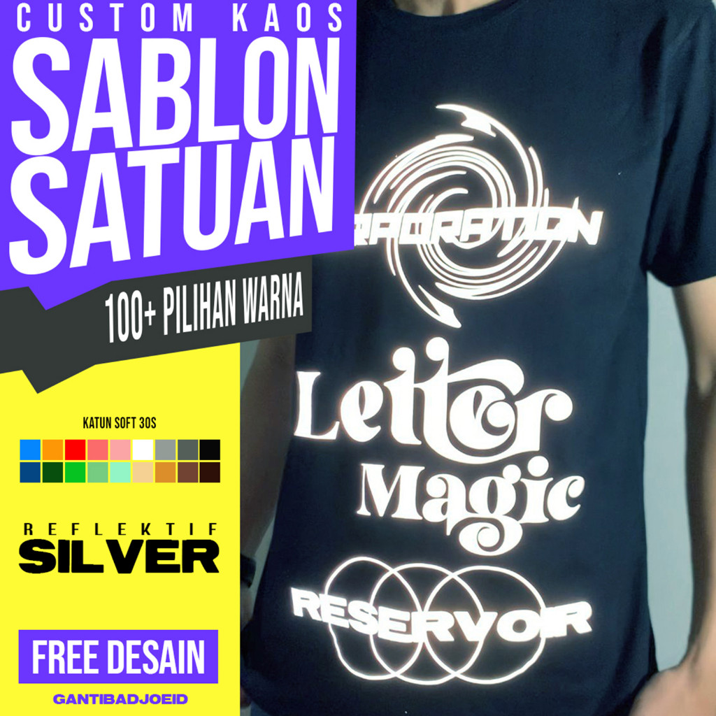 Jual GANTIBADJOE Cetak Custom Desain Sablon POLYFLEX REFLEKTIF SILVER ...