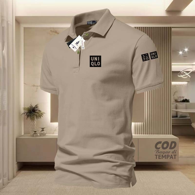 Jual COD T-shrit POLO kerah Uniqlo + Lengan Text Hitam Kaos Kerah Dewasa Shirt / Kaos Wangki ...