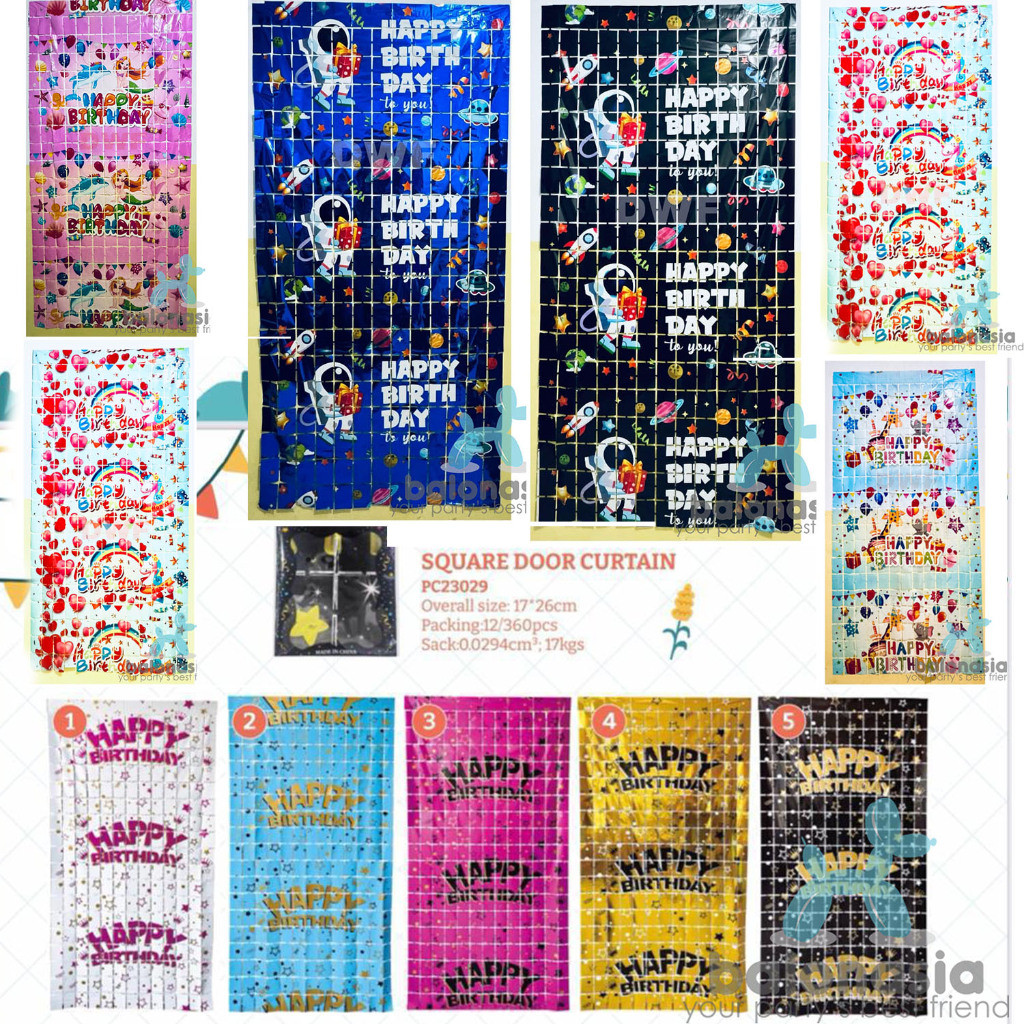 Jual Tirai KOTAK rumbai Foil curtain 2m x 1m Ulang tahun karakter ...