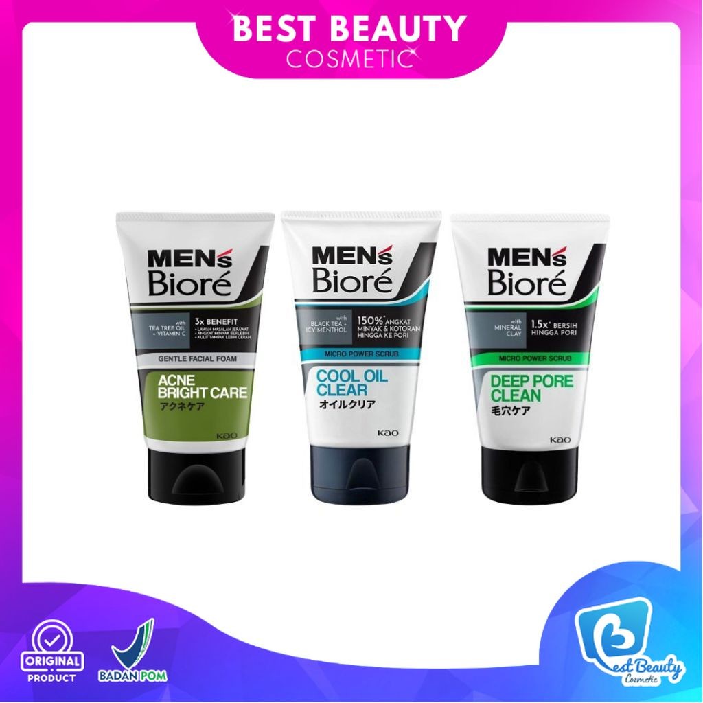 Jual BIORE Men Double Scrub Facial Foam Cool Oil Clear - Oil Buster ...