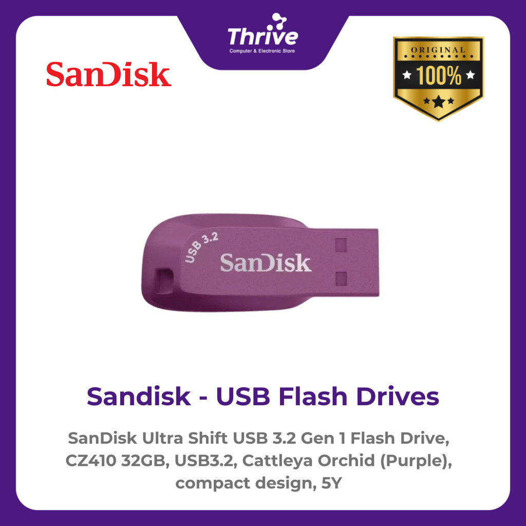 Jual SanDisk Ultra Shift USB 3.2 Gen 1 Flash Drive, CZ410 32GB, USB3.2 ...