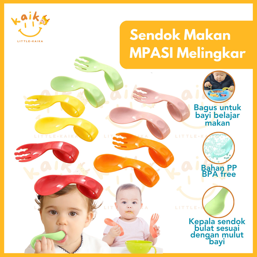 Jual LITTLE KAIKA | MKN18 Sendok Makan Anak Bayi Ganggang Melingkar ...