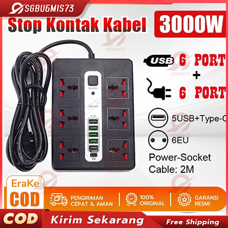 Jual 【COD】Stop Kontak USB Stop Kontak Kabel 3000W Serbaguna Multiguna Panjang 2 Meter Original ...