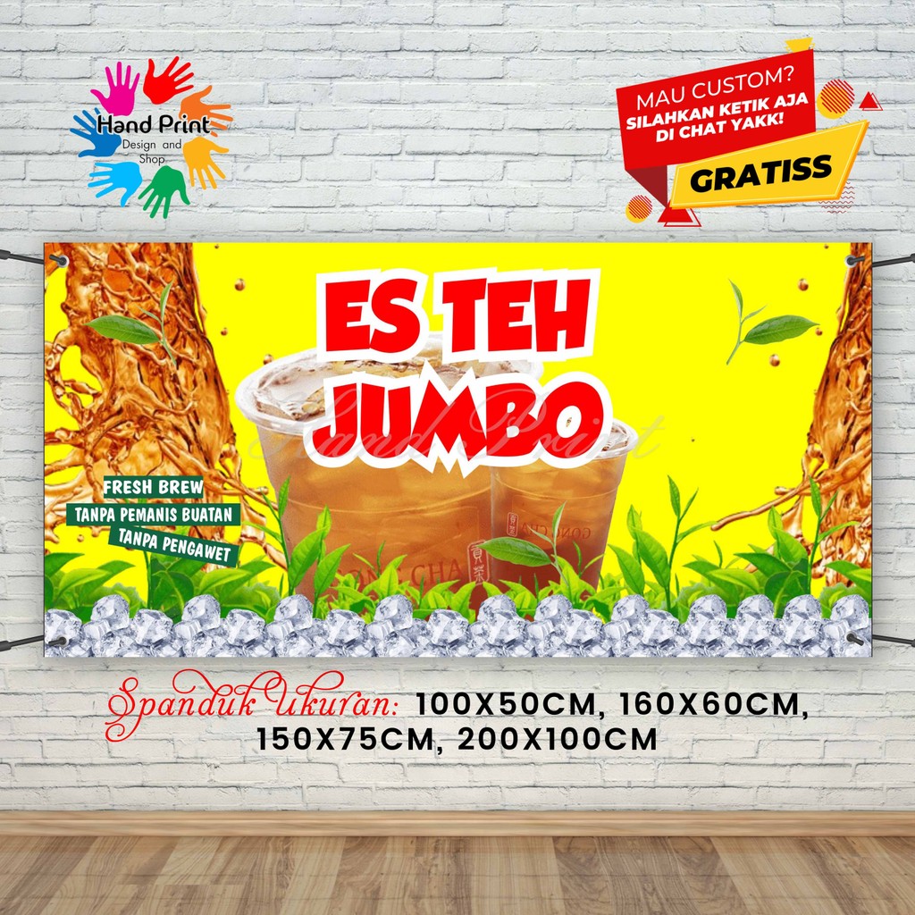 Jual Cetak Spanduk Banner Jualan Es Teh Jumbo Besar MMT Spanduk Custom ...