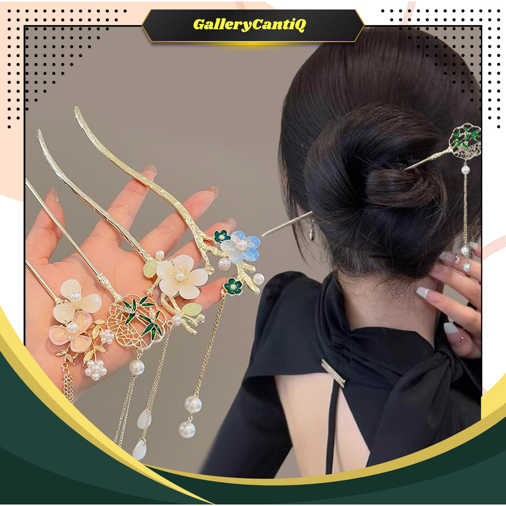 Jual GalleryCantiQ Tusuk Konde Rambut Sanggul Jepit Bunga Rumbai Bahan ...