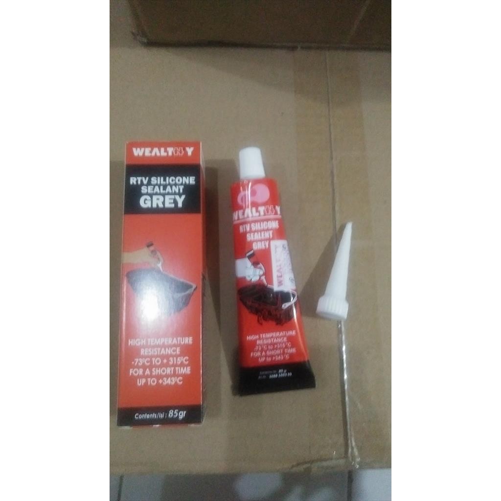 Jual Lem Gasket Sealant Paking High Temp RTV Silicone Wealthy Grey 85g | Shopee Indonesia