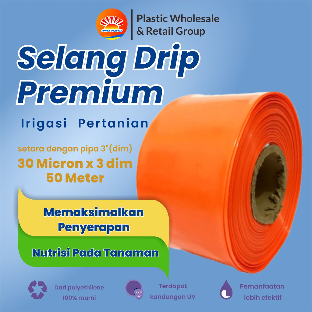 Jual Selang Drip Premium 30 micron 3 dim 50 meter Selang Irigasi ...