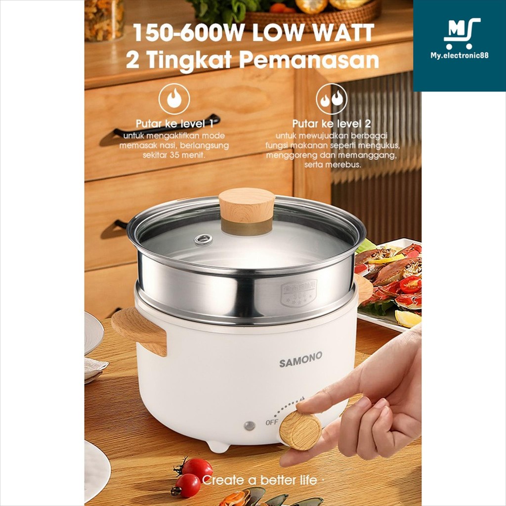 Jual SAMONO ELECTRIC MULTI COOKER (SW-DG01S WHITE) | Shopee Indonesia