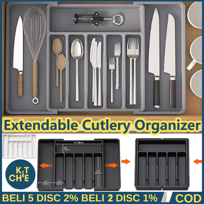 Jual Extendable Drawer Knife Cutlery Organizer Drawer Cutlery Organizer ...