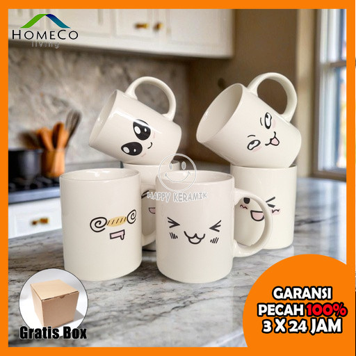 Jual HOMECO 1pcs Mug 11oz Emoji Japanese Collection Cangkir Gagang ...