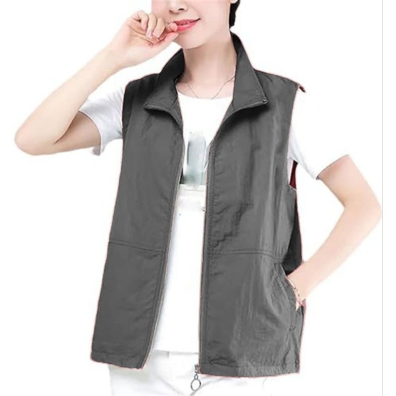 Jual Rompi Wanita Rompi parasut Wanita Rompi Simple Wanita Warna Abu ...