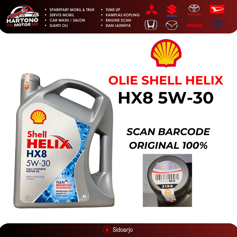 Jual Oli Shell Helix HX8 5W-30 4Liter ASLI BARCODE 100% | Shopee Indonesia