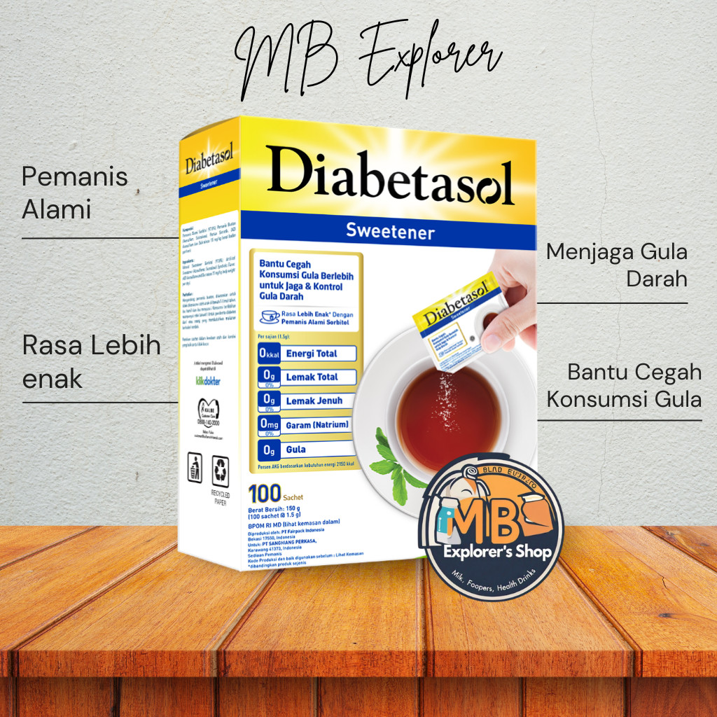 Jual Diabetasol Sweetener Isi 100 Sachet Pemanis Rendah Kalori Gula ...