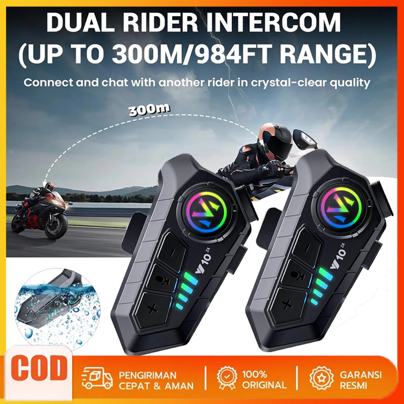 Jual [COD] Y10-2x Intercom Helm Motorcycle Interkom Bluetooth 5.3 Radio ...