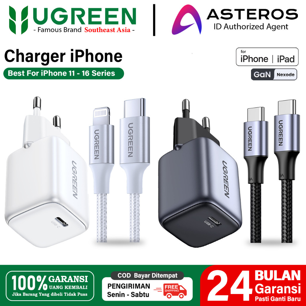 Jual UGREEN Charger MFi iPhone 16 15 14 13 12 11 Fast Charging 20w 30w | Shopee Indonesia