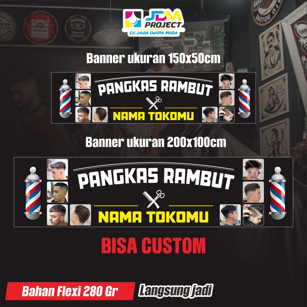 Jual JDM Project - Spanduk / Banner Pangkas Rambut, Ukuran 200x50 bisa ...