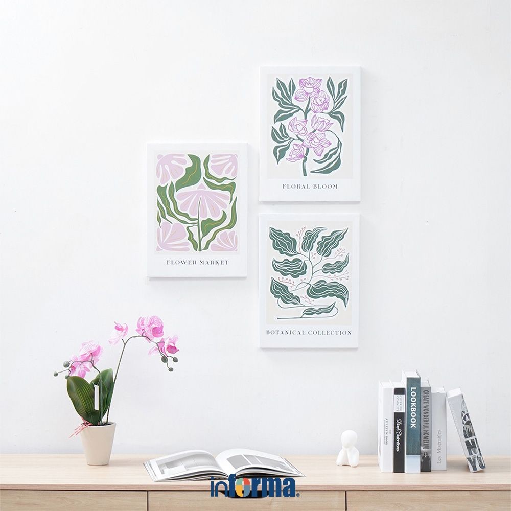 Jual Informa 30x40 cm Set 3 pcs Hiasan Dinding Kanvas Print Flower x24 ...