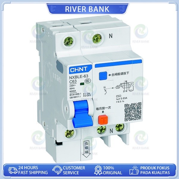 Jual RCBO CHINT ELCB + MCB NXBLE-63 1P+N 1 PAS + NETRAL 6kA 6A 10A 16A 20A 25A 32A RCBO ELCB ...