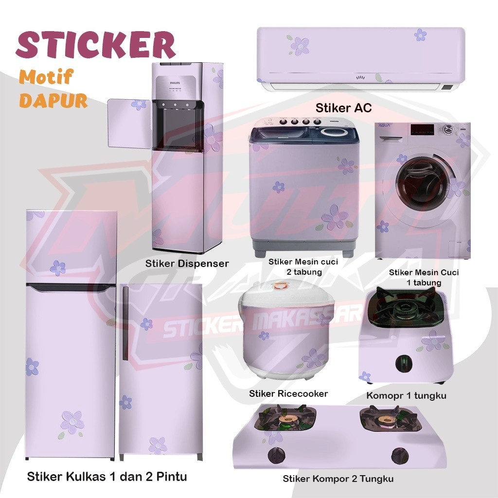 Jual Set stiker dapur Stiker kulkas kompor mesin cuci 1 pintu tabung ...