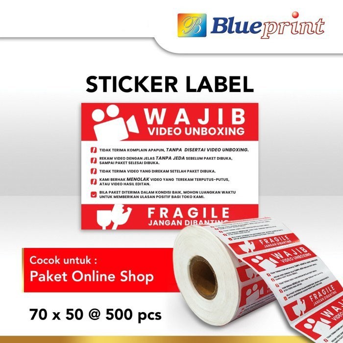 Jual Blueprint Label Sticker Stiker Unboxing Fragile 70x50 mm Label ...