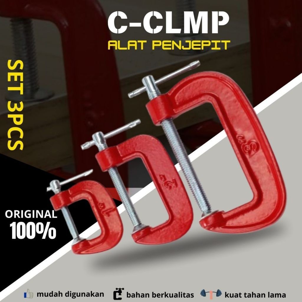 Jual COD YA Clamp SET 3PCS - Clamp C - Clamp C Set - Alat Penjepit - C ...