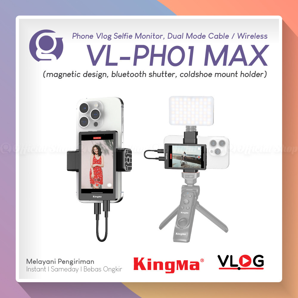Jual KingMa VL-PH01 MAX Phone Monitor Selfie Vlog Screen for Smartphone ...