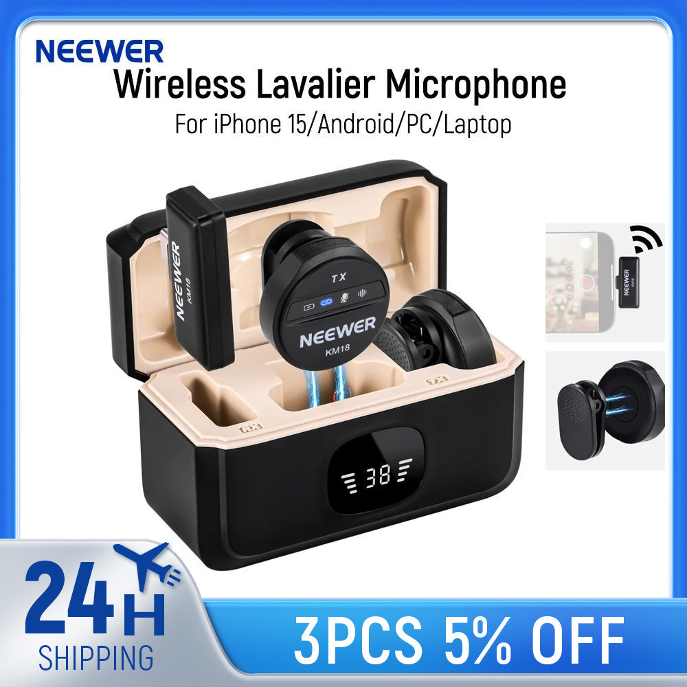 Jual Neewer Wireless Lavalier Microphone for USB C with Charging Case ...