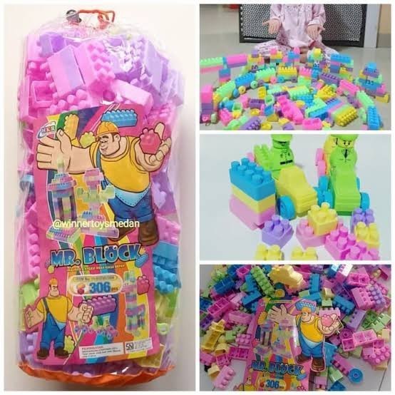 Jual GS61A Mainan Brick Balok Susun Anak DIY Ukuran Besar Mr BLOCK Anak ...