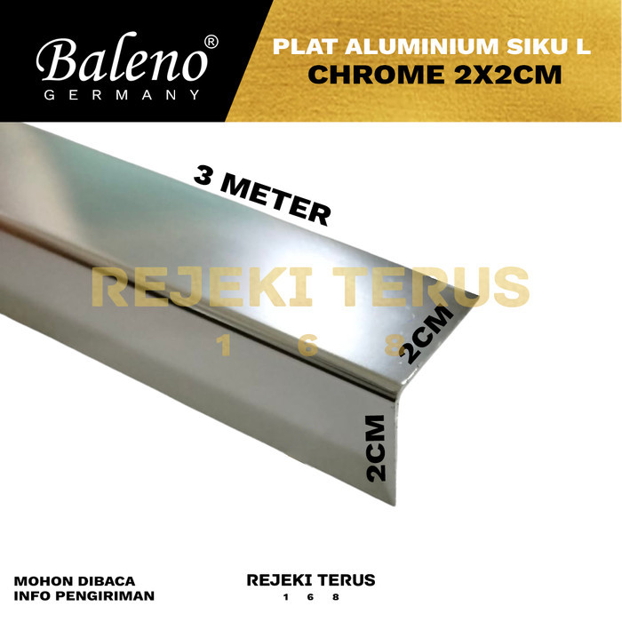 Jual Plat Aluminium Siku L CHROME 2x2cm List Edging Lis Kilap (20 x 20 ...