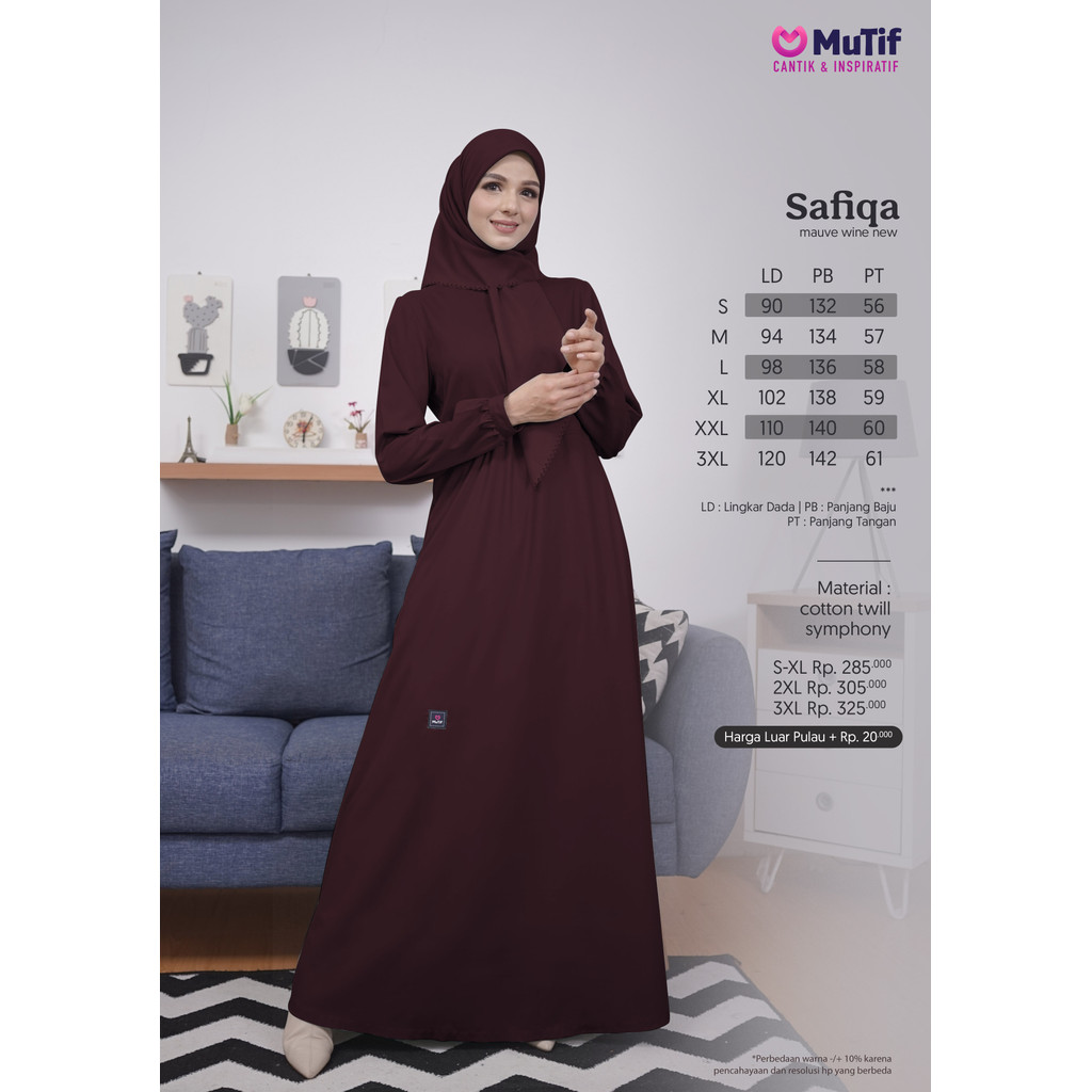 Jual MUTIF Gamis Dewasa Safiqa Mauve Wine NEW | Shopee Indonesia