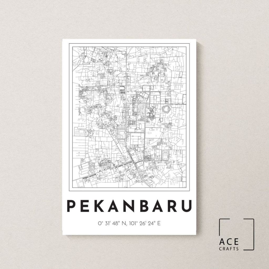 Jual Pekanbaru Indonesia City Map hiasan dinding minimalis poster peta ...