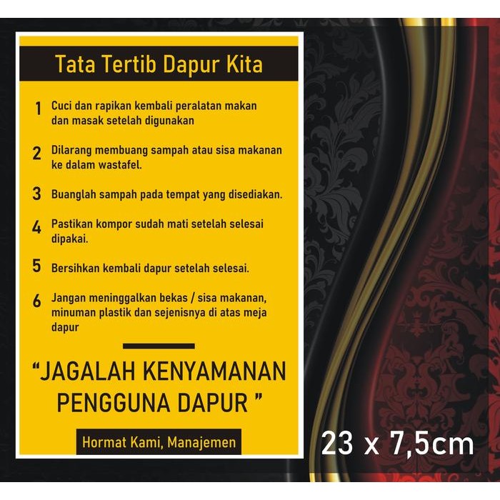 Jual Poster Tata Tertib Dapur / Aturan di Dapur Umum 48x32cm | Shopee ...