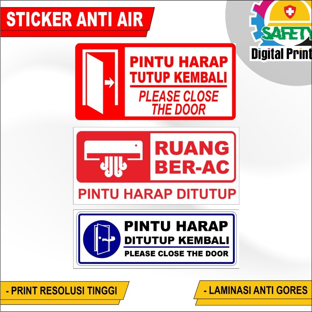 Jual STIKER VINYL STIKER SIGN PINTU HARAP TUTUP KEMBALI VARIAN UKURAN ...