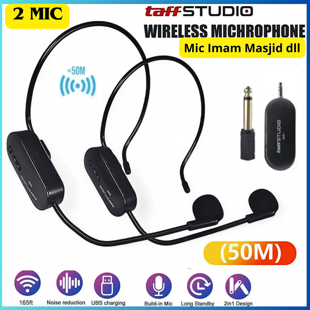 Jual COD TaffSTUDIO Mic MIK Microphone Wireless Suarah Jernih Jarak Jauh Terbaik / Mic bando ...