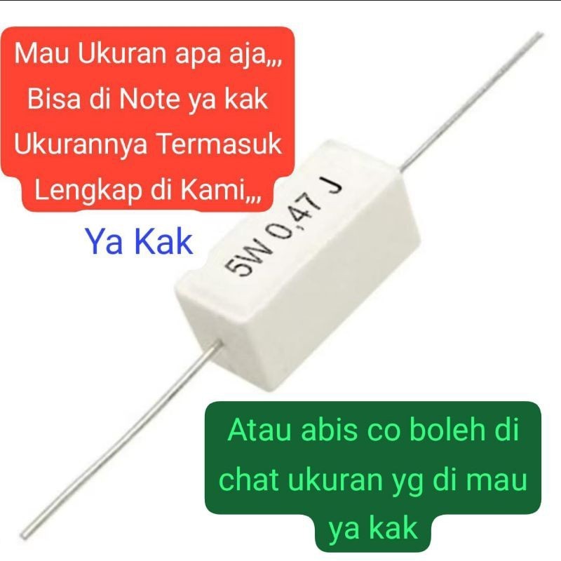 Jual RESISTOR 5W-0.47 OHM 5W 0.47ohm WESTAN KOMPONEN FUSE KAPUR | Shopee Indonesia